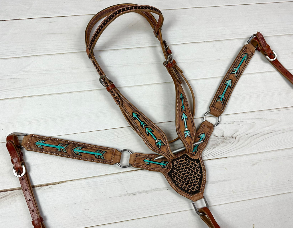 Tooled Hand painted Arrows - Gladiator Style Leather Tack Set – Cowgirl ...