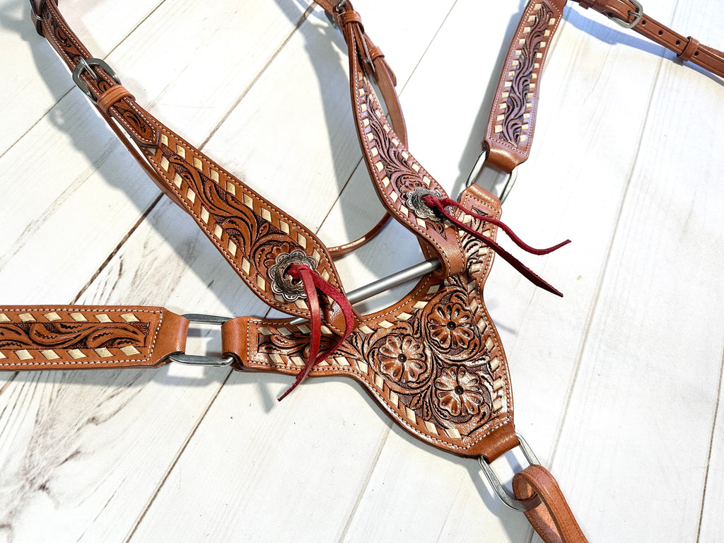 Floral Tooled Gladiator Style Leather Tack Set – Cowgirl Barn & Tack
