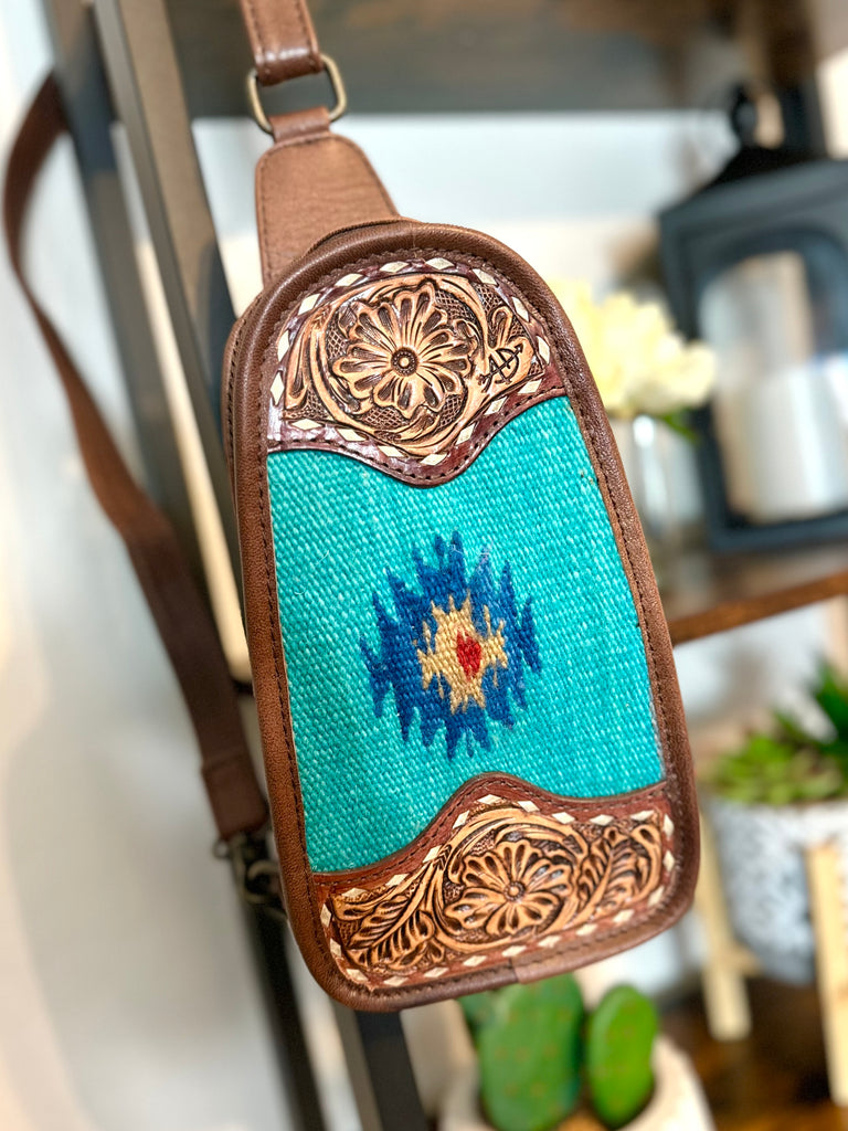 Leather and Wool Aztec Design Western Sling Bag – Cowgirl Barn & Tack