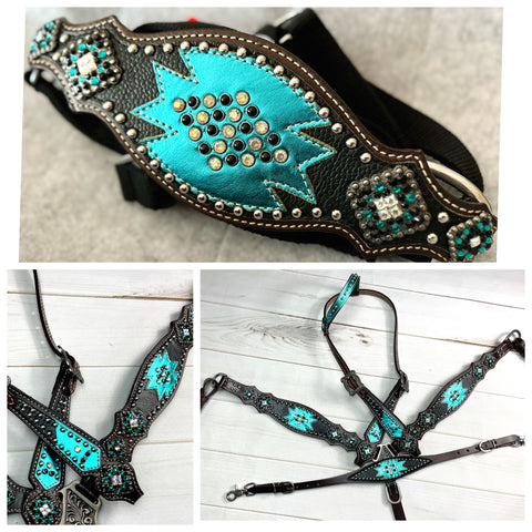 Black & Metallic Turquoise Tack Set – Cowgirl Barn & Tack