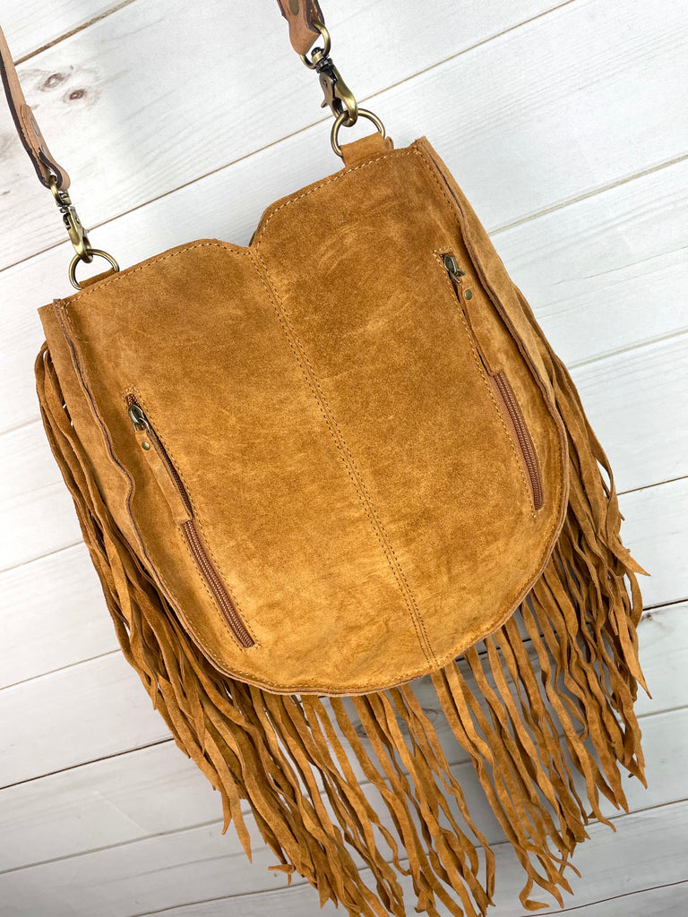 Vintage Sand Suede Tooled Leather Feather Handbag – Cowgirl Barn & Tack