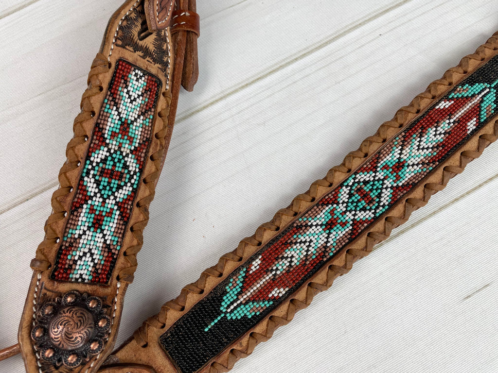 Feather Beaded Tack Set with leather Whipstitch – Cowgirl Barn & Tack