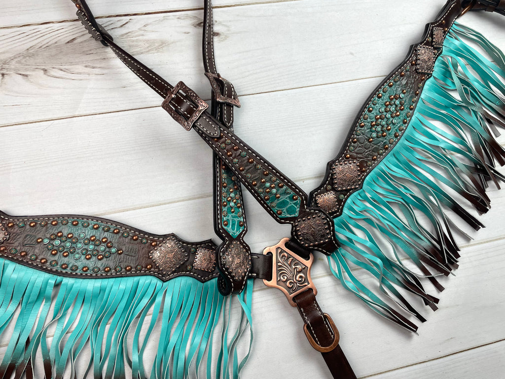 Turquoise & Brown Copper Concho Tack Set – Cowgirl Barn & Tack