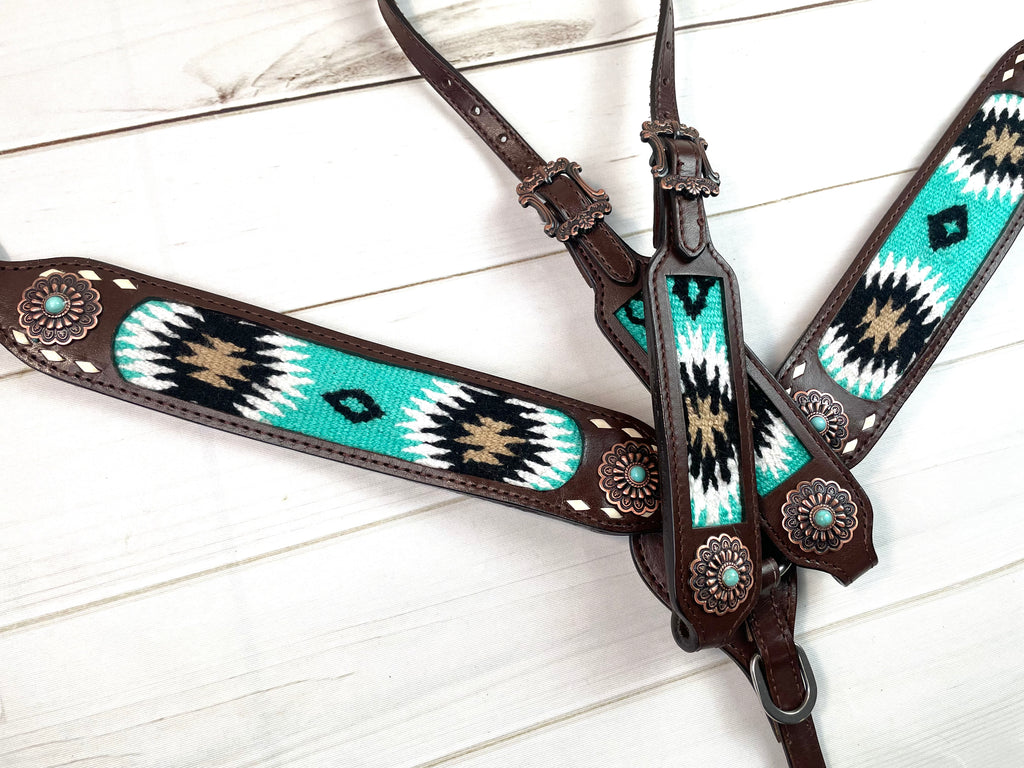 Turquoise Woven Inset Dark Leather Tack Set – Cowgirl Barn & Tack