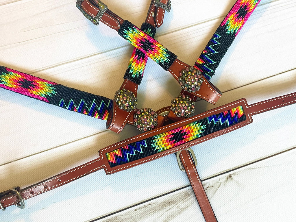 Sale! Hot Pink, Green, Blue, Yellow Aztec Beaded Tack Set – Cowgirl ...