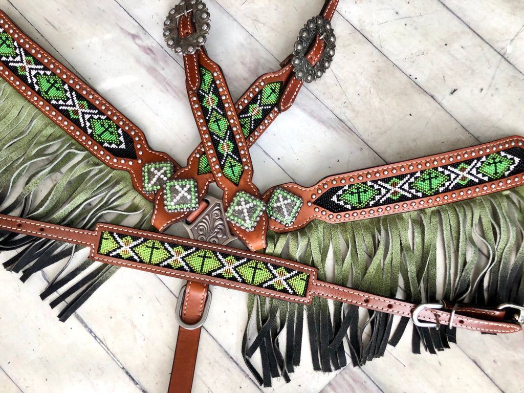 Green Ombre Fringe Beaded Tack Set – Cowgirl Barn & Tack
