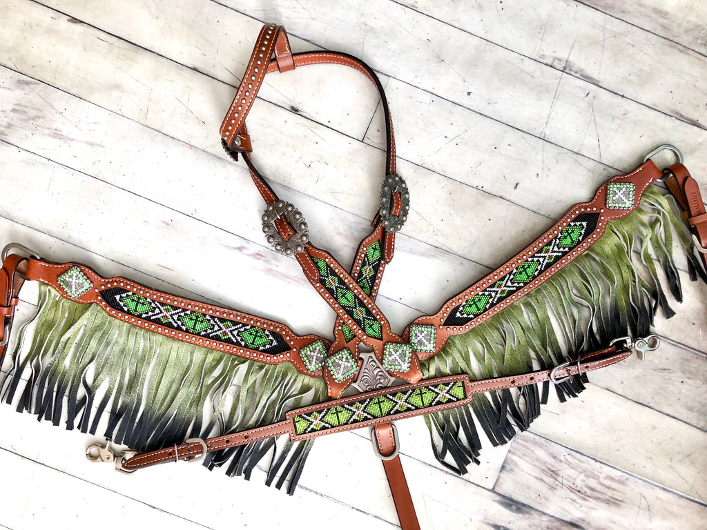 Green Ombre Fringe Beaded Tack Set – Cowgirl Barn & Tack