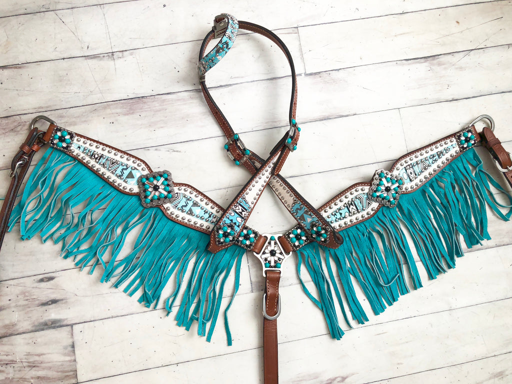 Arctic Design Teal Fringe Tack Set – Cowgirl Barn & Tack