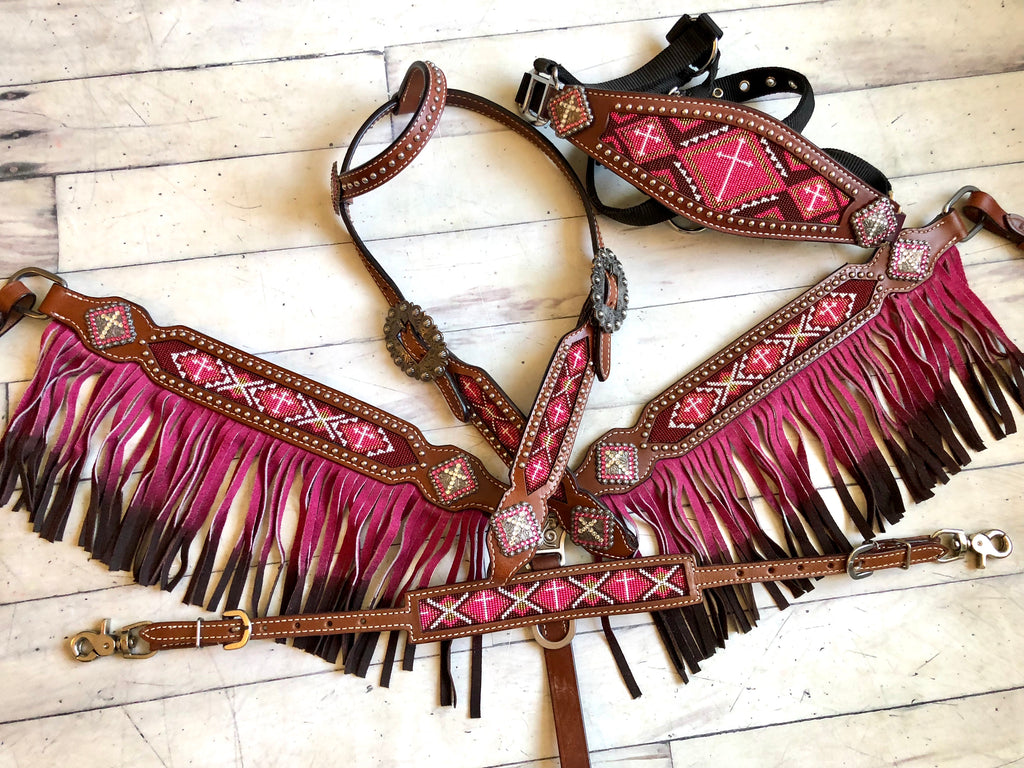 Pink Ombre Fringe Beaded Tack Set – Cowgirl Barn & Tack